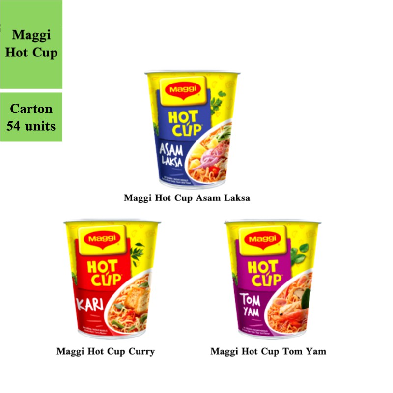 Maggi Hot Cup (54 units) (Asam Laksa/Curry/Tomyam/Chicken) | Shopee ...