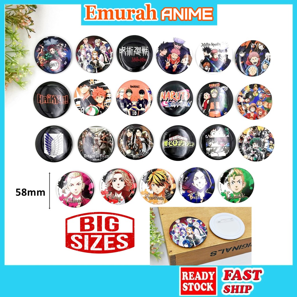 Anime Button Pin Big 58mm Spy Family Genshin Tokyo Revengers Demon ...