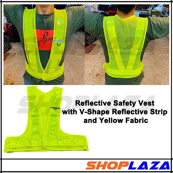 Reflective Safety Vest with V-Shape Reflective Strip and Yellow Fabric ...