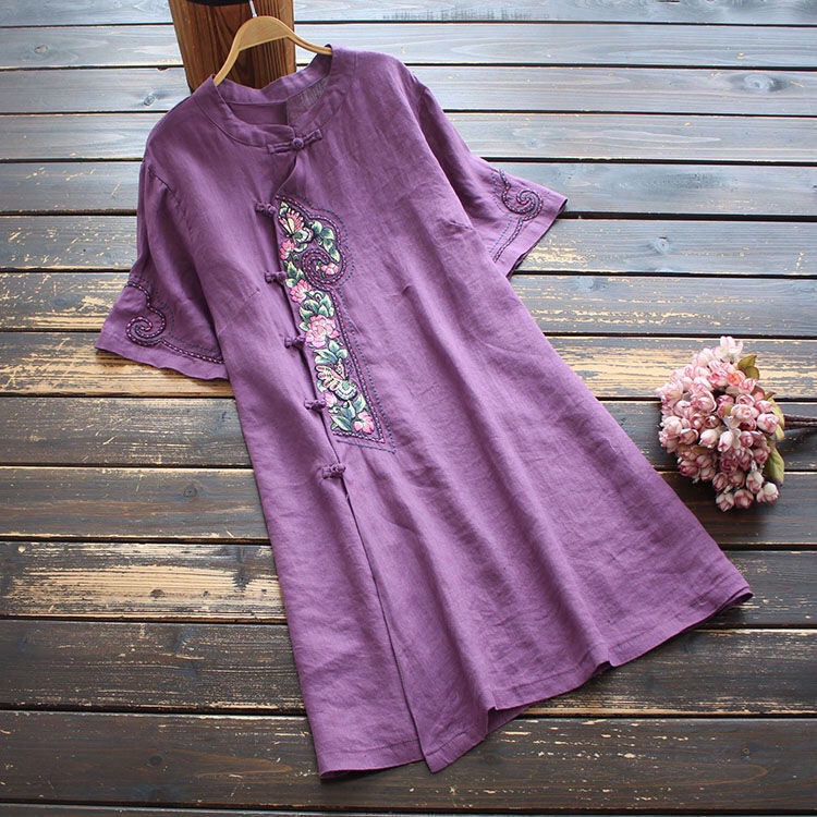 L O T U S ☻ Plus Size Blouse Women Baju Raya Vintage Style Embroidery ...
