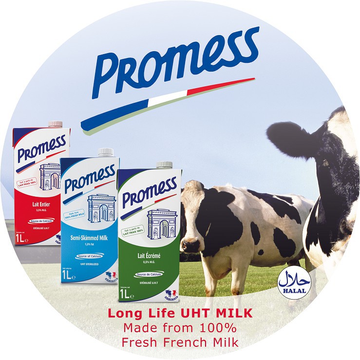 [Halal] PROMESS Whole Milk / Semi Skimmed Milk UHT / PROMESS SUSU - 1L ...