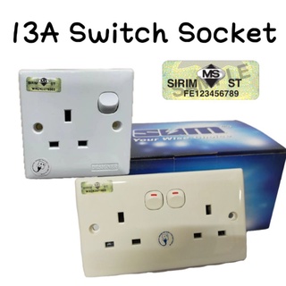 SUM Geloof 13A Switch Socket 2Gang Switch Socket 3 Pin Socket With ...