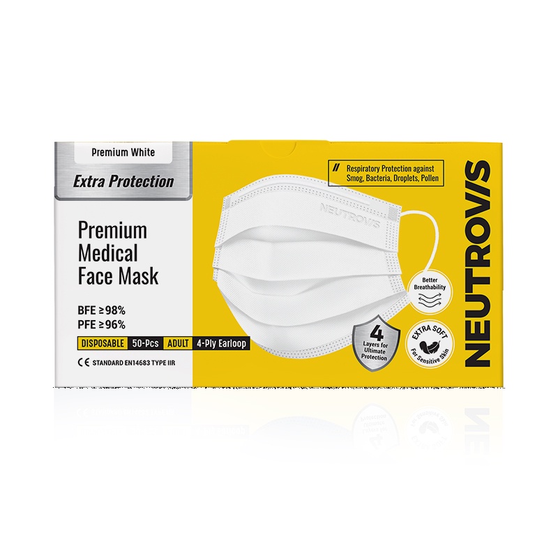 Neutrovis Premium 4-Ply Medical Face Mask - Premium White | Shopee Malaysia