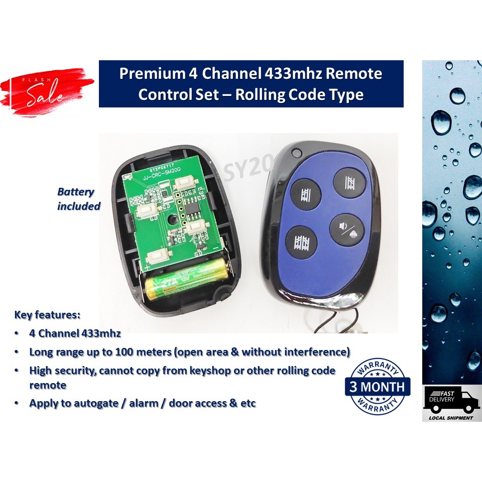 Autogate Door Wireless Premium Remote Control - 4 Channel 433Mhz ...