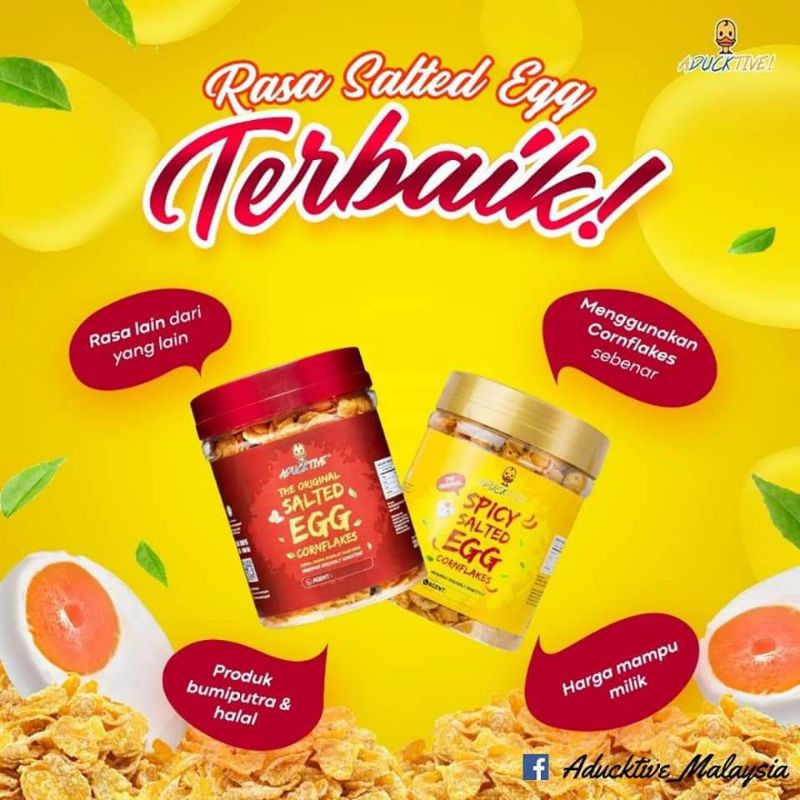 ADUCKTIVE Spicy Salted Egg Cornflakes 220g | Shopee Malaysia