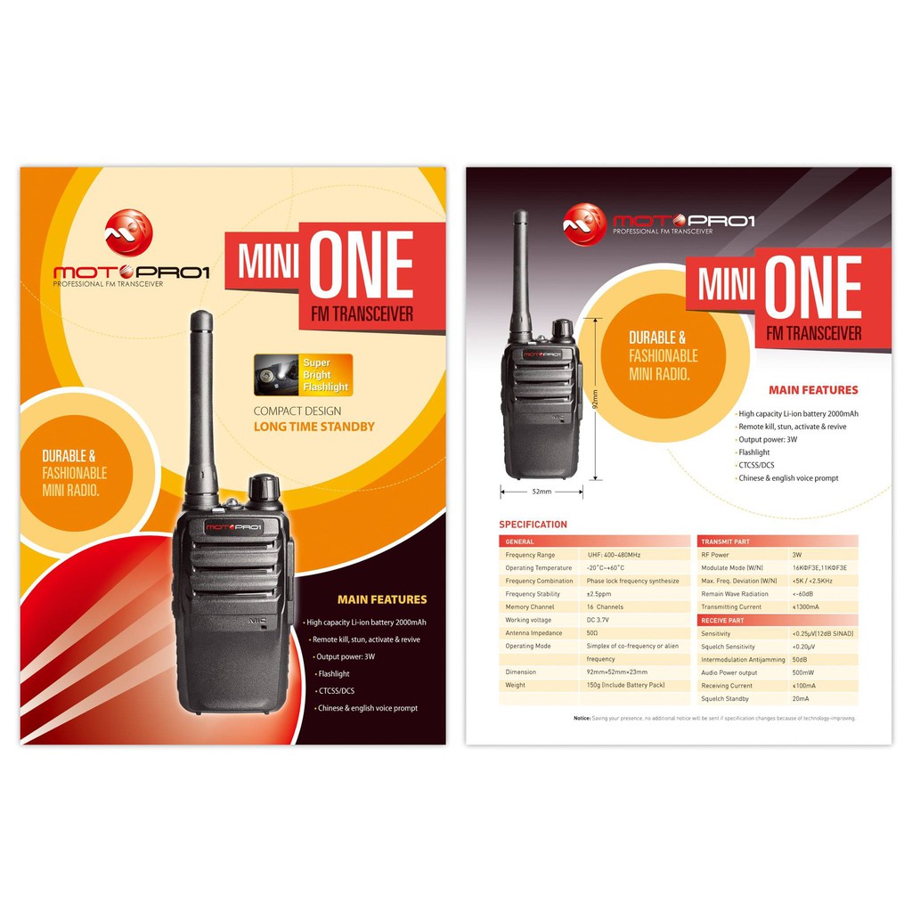 MOTOPRO1 MINIONE walkie Talkie (3km) | Shopee Malaysia