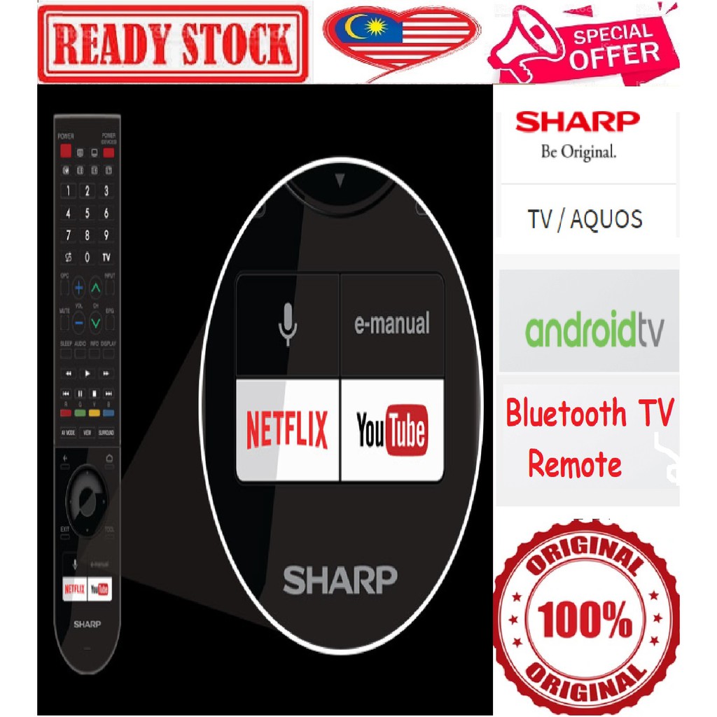 SHARP remote control Android Smart TV remote control original GB238WJSA ...