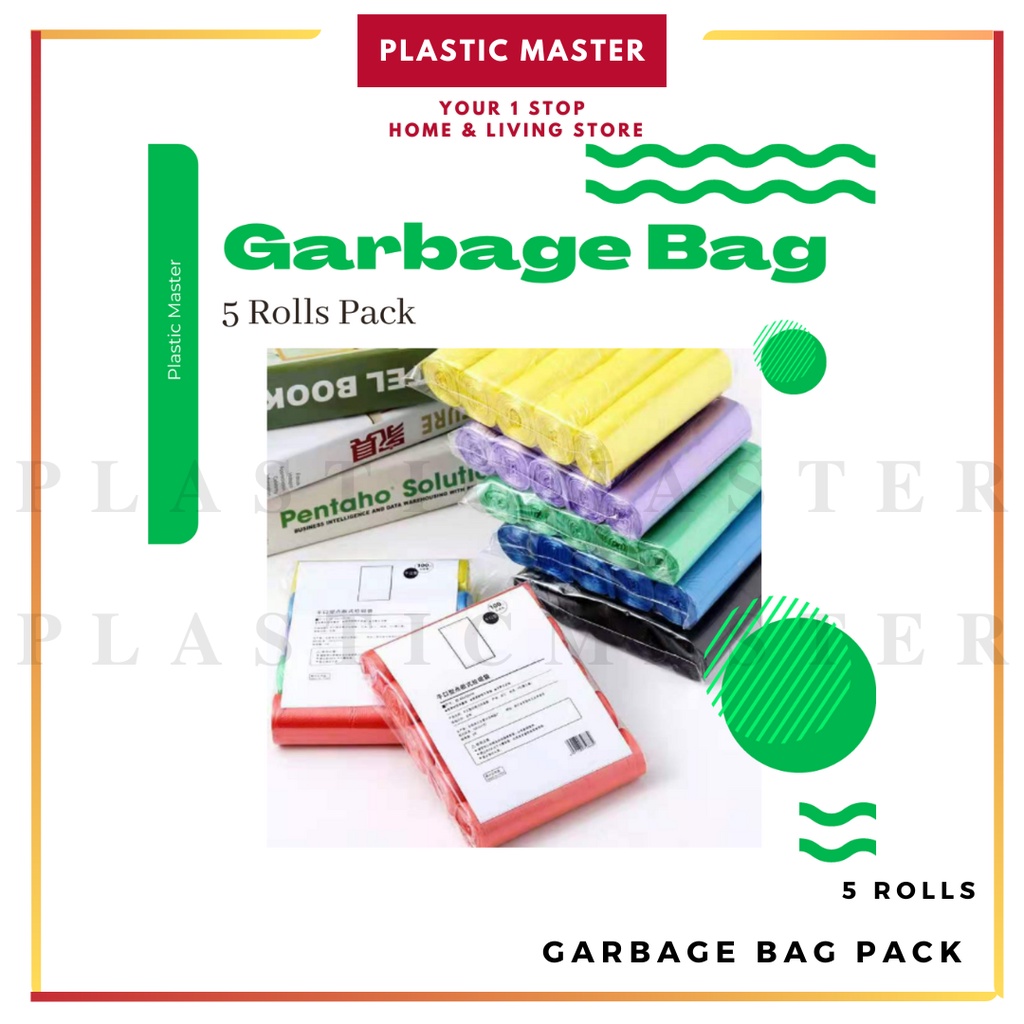 Garbage Bag 5 Rolls Pack Trash Rubbish Bags Plastic Bag Household ...