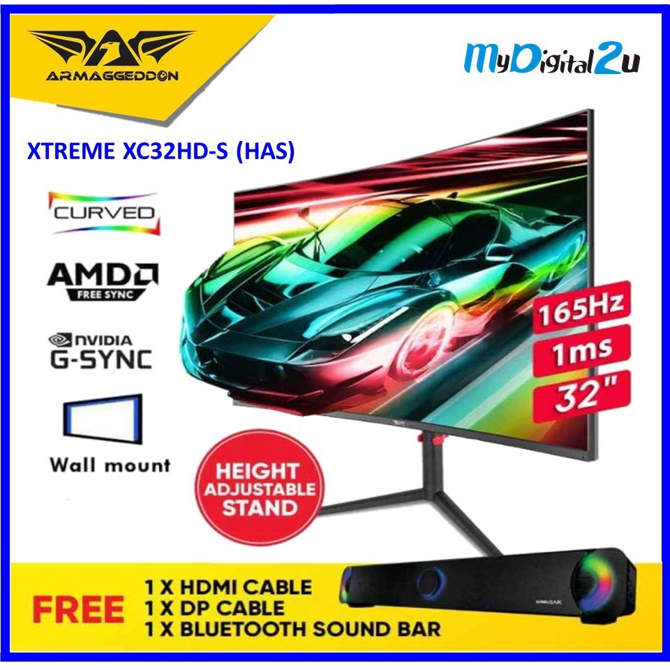 Armaggeddon Xtreme XC32HD-S (Height Adjustable Stand) Curve Gaming ...
