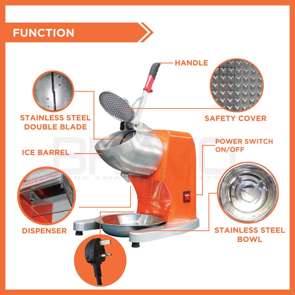 BRAVO Mesin Ais Kacang Ice Crusher Double Blade Ice Shaver Mesin Air ...