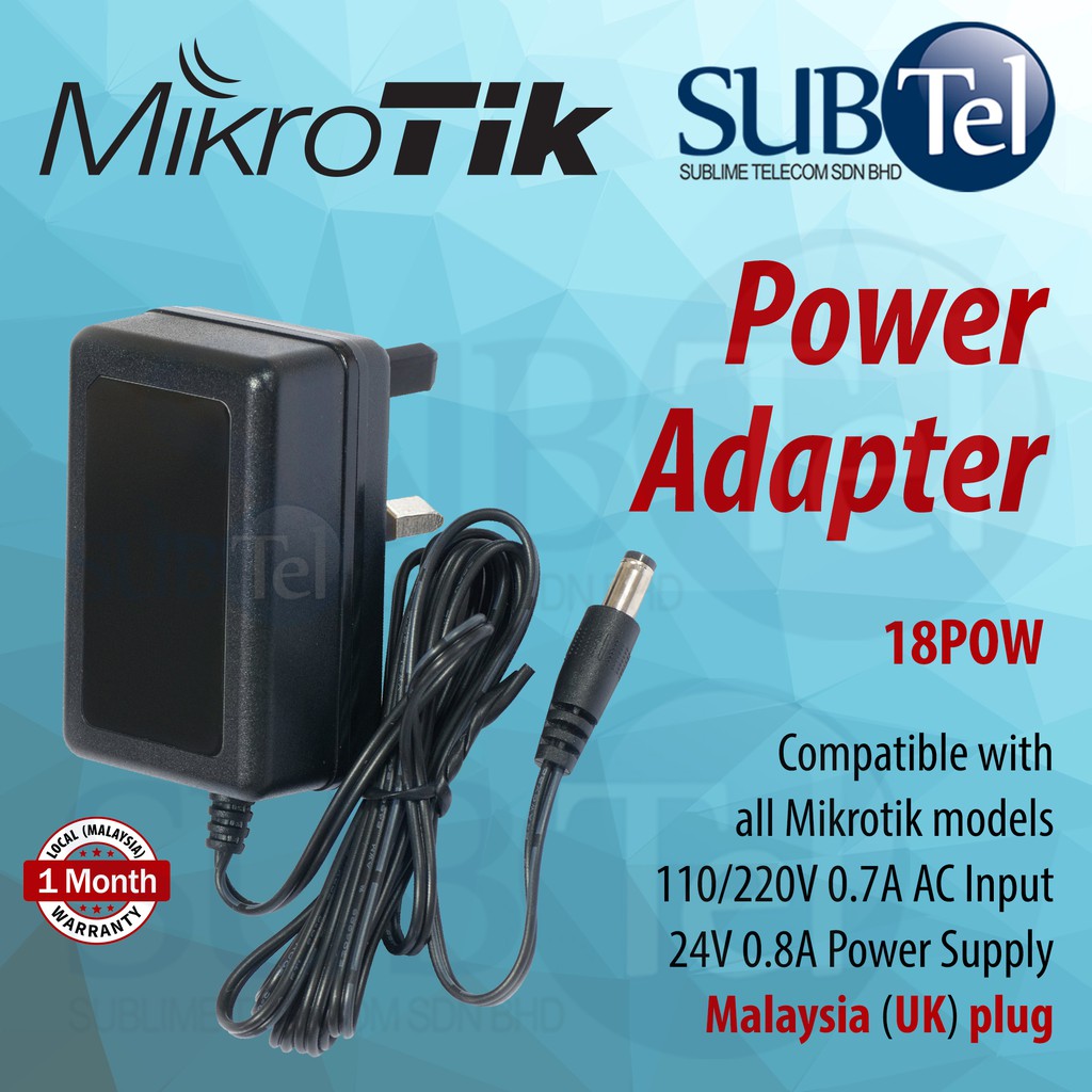 Mikrotik 18POW Power Adapter 24V 30W 1.2A AC/DC Power Supply PSU DC ...