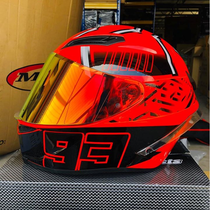 MRC / dgL MM93 Marc Marquez Red Ant Full Faced Helmet Replica Shoei X14 ...