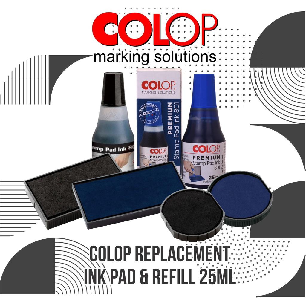 COLOP Replacement Spare Ink Pad & Ink P20|P30|P40|P50|R17|R24|R30 & Refill Ink 25ml | Shopee ...
