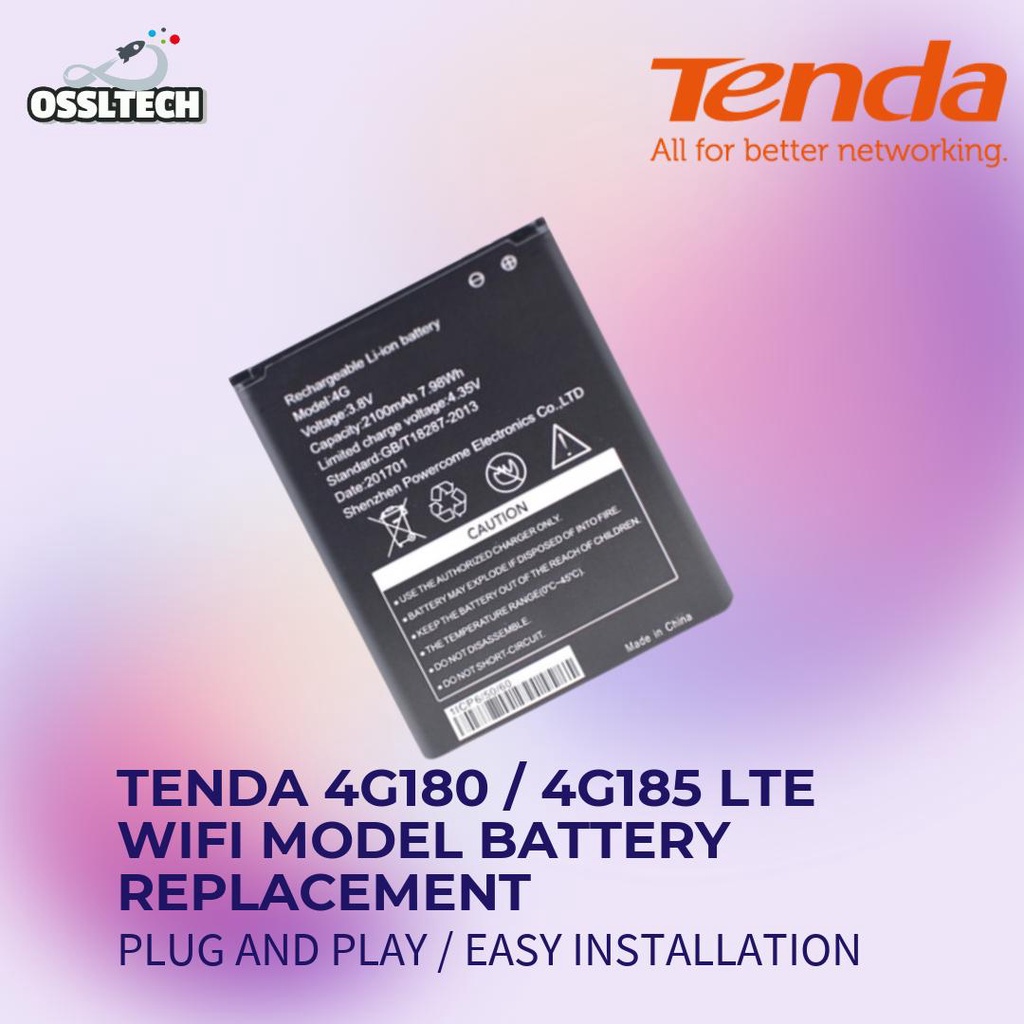 Tenda 4G Mini D6 Battery M2 M3 2100mah MODEM 4G180 4G185 MIFI WIFI ...
