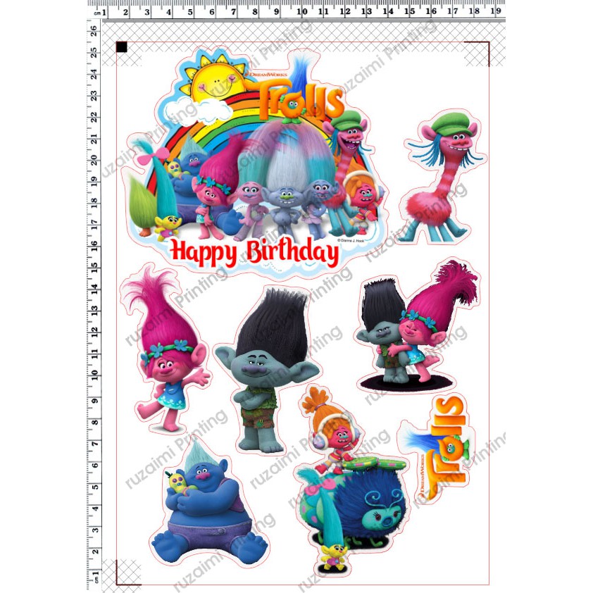 Trolls Cake Topper 001 | Shopee Malaysia