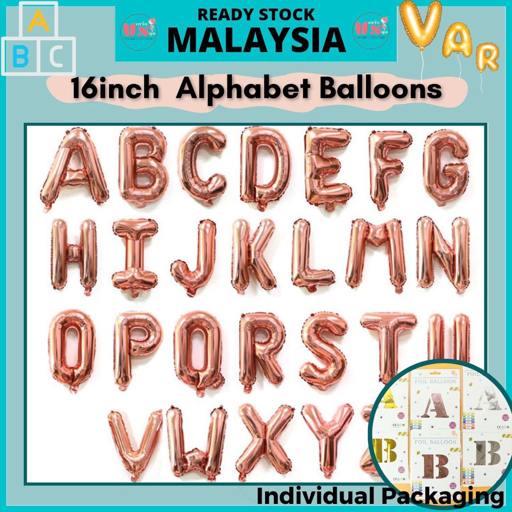 [ 16inch Rosegold] 16 inch Alphabet Letter Balloons Wedding Birthday ...