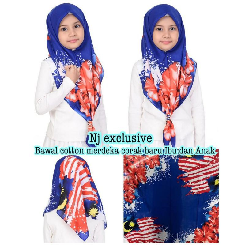 Tudung Bawal Merdeka Anak Bunga Raya Design 2022 Tudung Bendera Cotton ...