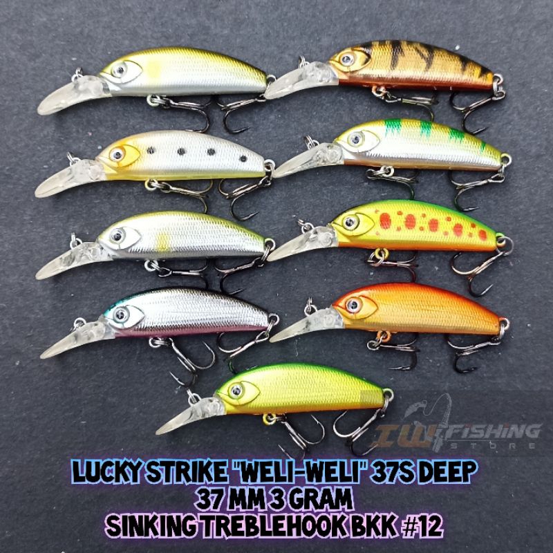 Lucky STRIKE WELI-WELI 37S DEEP 37mm 3gram HOOK BKK 12 ULTRALIGHT LURE ...