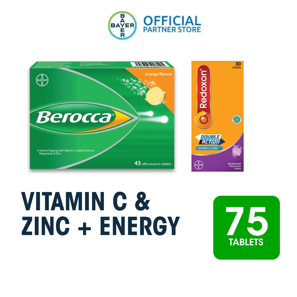 Berocca Effervescent Tablets Orange (45's) + Redoxon Double Action ...
