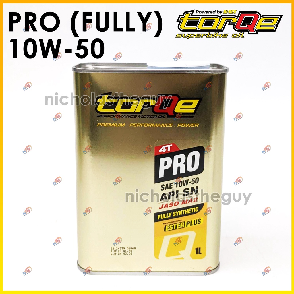 Hi-Rev Torqe Engine Oil PRO SAE 10W-50 Fully Synthetic API SN Minyak ...