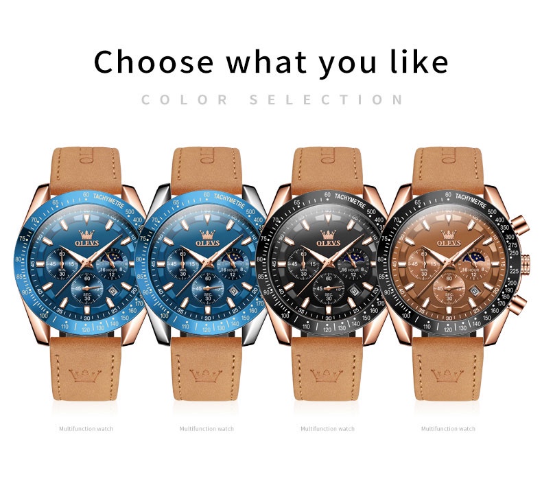 Olves Jam Tangan Lelaki Original Waterproof Fashion Moonphase Watches ...