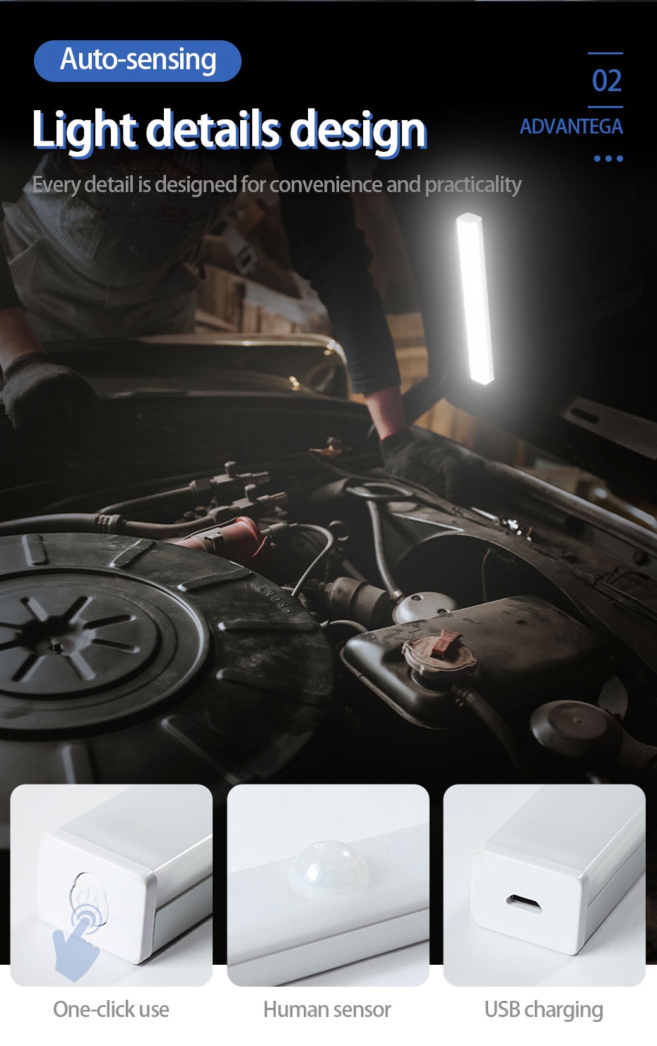 LED Car Light Interior Trunk Lamp Automatic Sensor Lamp 21/15/10CM Car ...