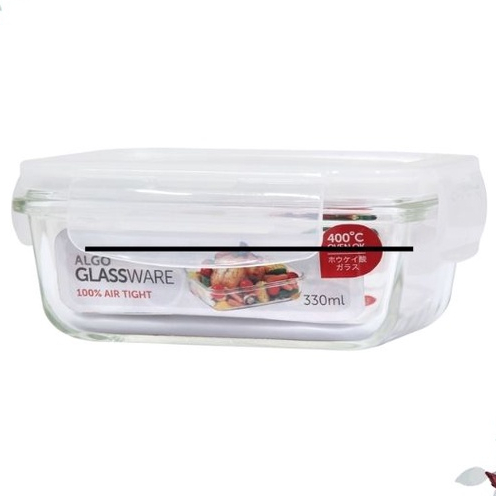 ALGO Glass Airtight Food Container Rectangular (330ml) AL-G6020 ...