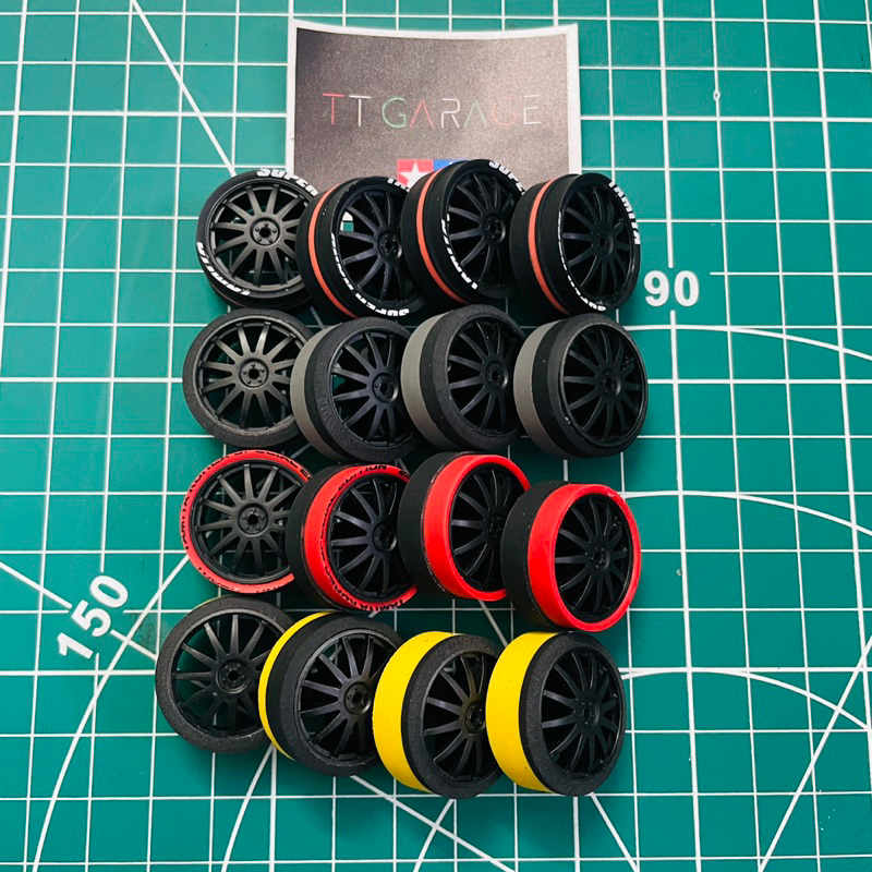 {READY STOCK} tamiya trimmed wheels/tyres original with carbon rims ...