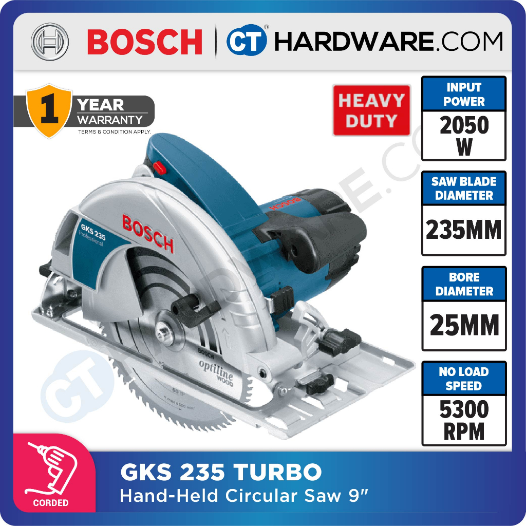BOSCH GKS 235 TURBO PROFESSIONAL HAND-HELD CIRCULAR SAW 235MM (9 ...