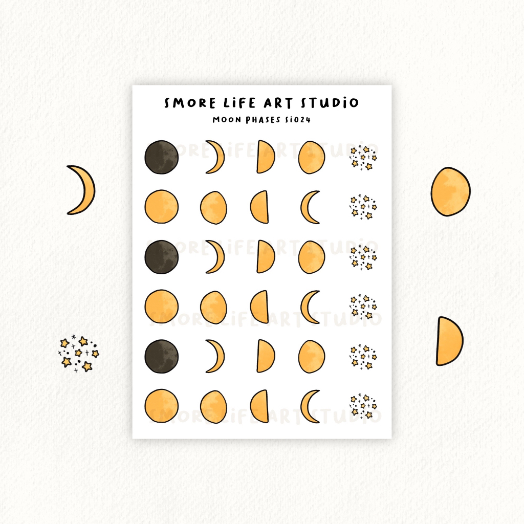 Moon Phases Stickers, Cute Stars Stickers, | Functional Stickers | Bujo ...