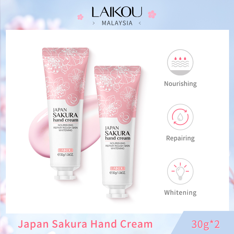 (Buy 1 get 1 FREE) LAIKOU Japan Sakura Hand Cream 30g Repair Rough Skin ...