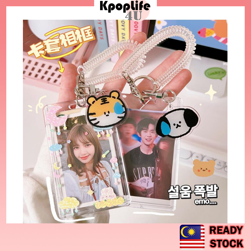 INS Acrylic Clear Photocard Holder with Keychain Idol Card Holder ...