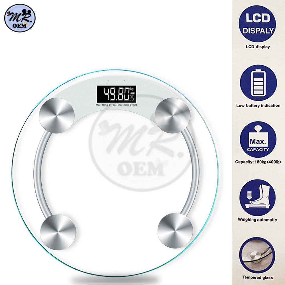 MR OEM Round Transparent Glass Digital Weighing Scale 33cm Diameter ...
