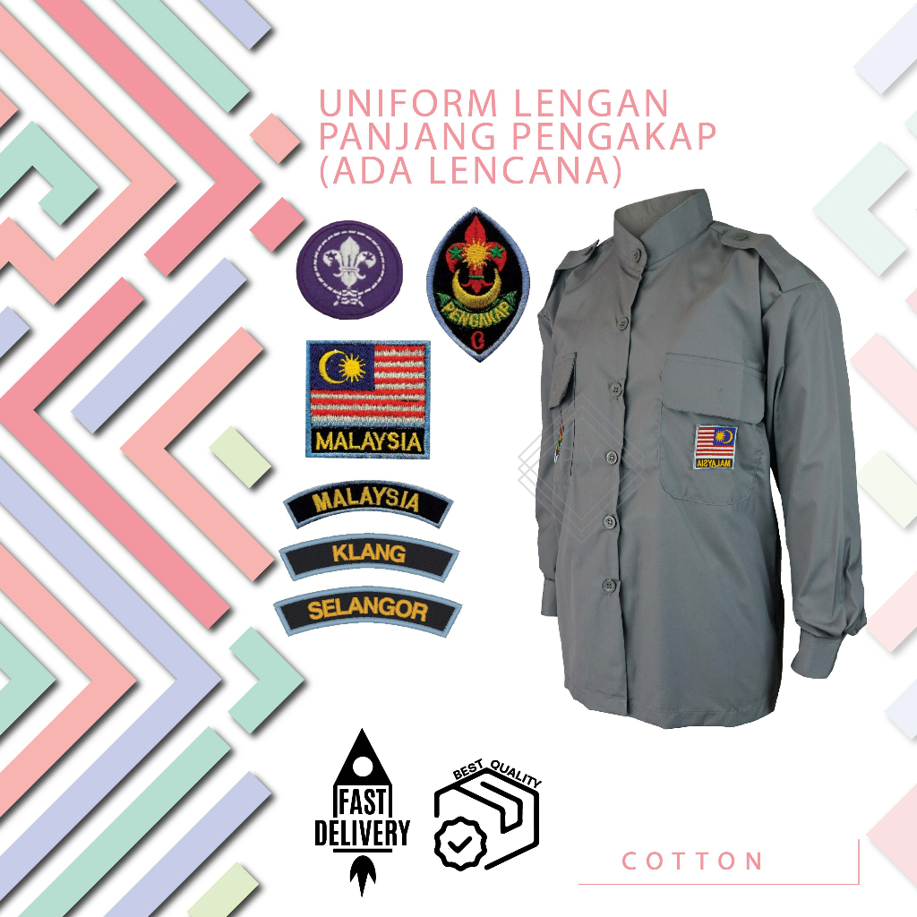 UNIFORM KADET PENGAKAP SCOUT DENGAN LENCANA ( LENGAN PANJANG ) - PK302 ...