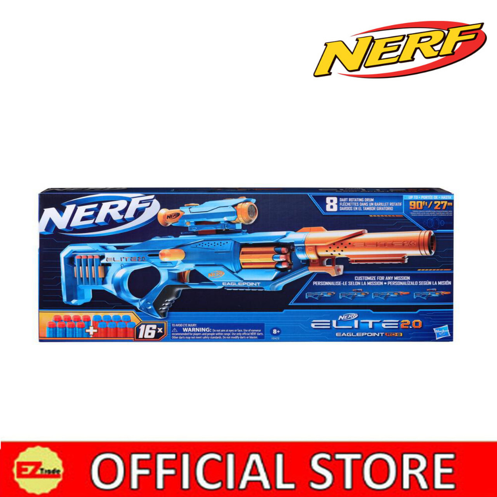 NERF Elite 2.0 Eaglepoint RD-8 Blaster/8 dart rotating drum/16 official ...