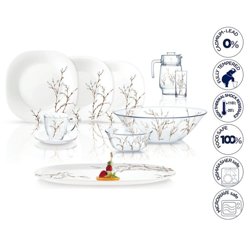LUMINARC HANA WHITE 46PC DINNER SET / N2314 | Shopee Malaysia