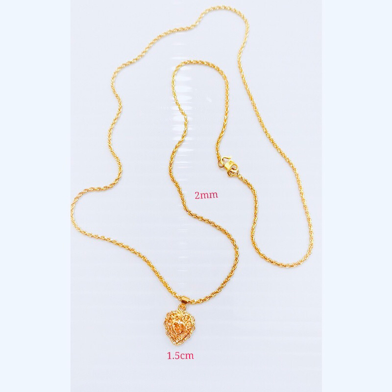 Rantai Leher Pintal Loket Love Emas Bangkok Cop 916 Persis Ori | Shopee ...
