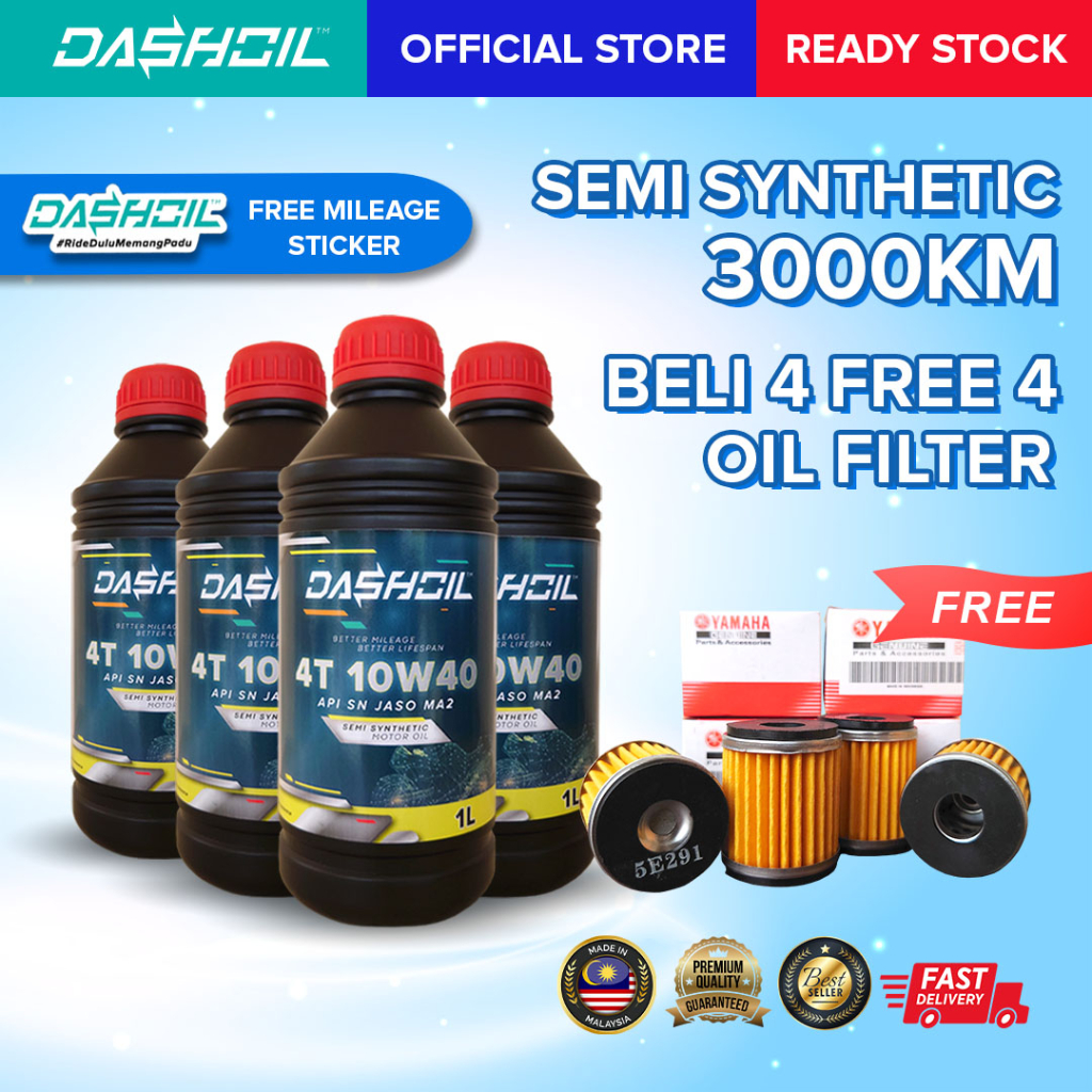 DashOil 4T 10w40 1L Semi Synthetic SN Motorcycle Engine Oil Minyak ...