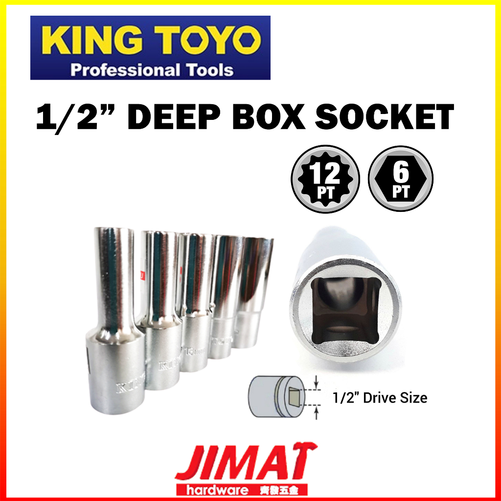 King Toyo Tools Socket Box Spanar Box Soket Deep Length Chrome 6PT 12PT ...