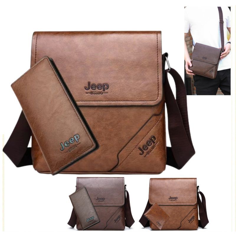Jeep Men Shoulder Messenger Bag Man Sling Cross Body Bag Leather Beg ...