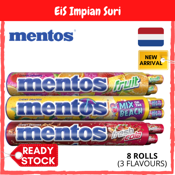 (Ready Stock!!!) Mentos Giant 8 Rolls 296G Mentos Fruit/Mix on the ...