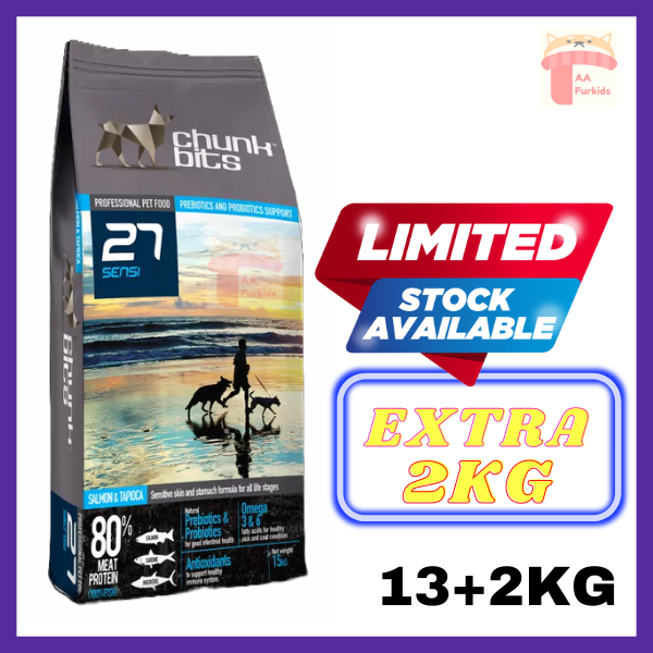 Chunk bits Sensi 27 (Salmon & Tapioca) Dog Food 13kg+2kg | Shopee Malaysia