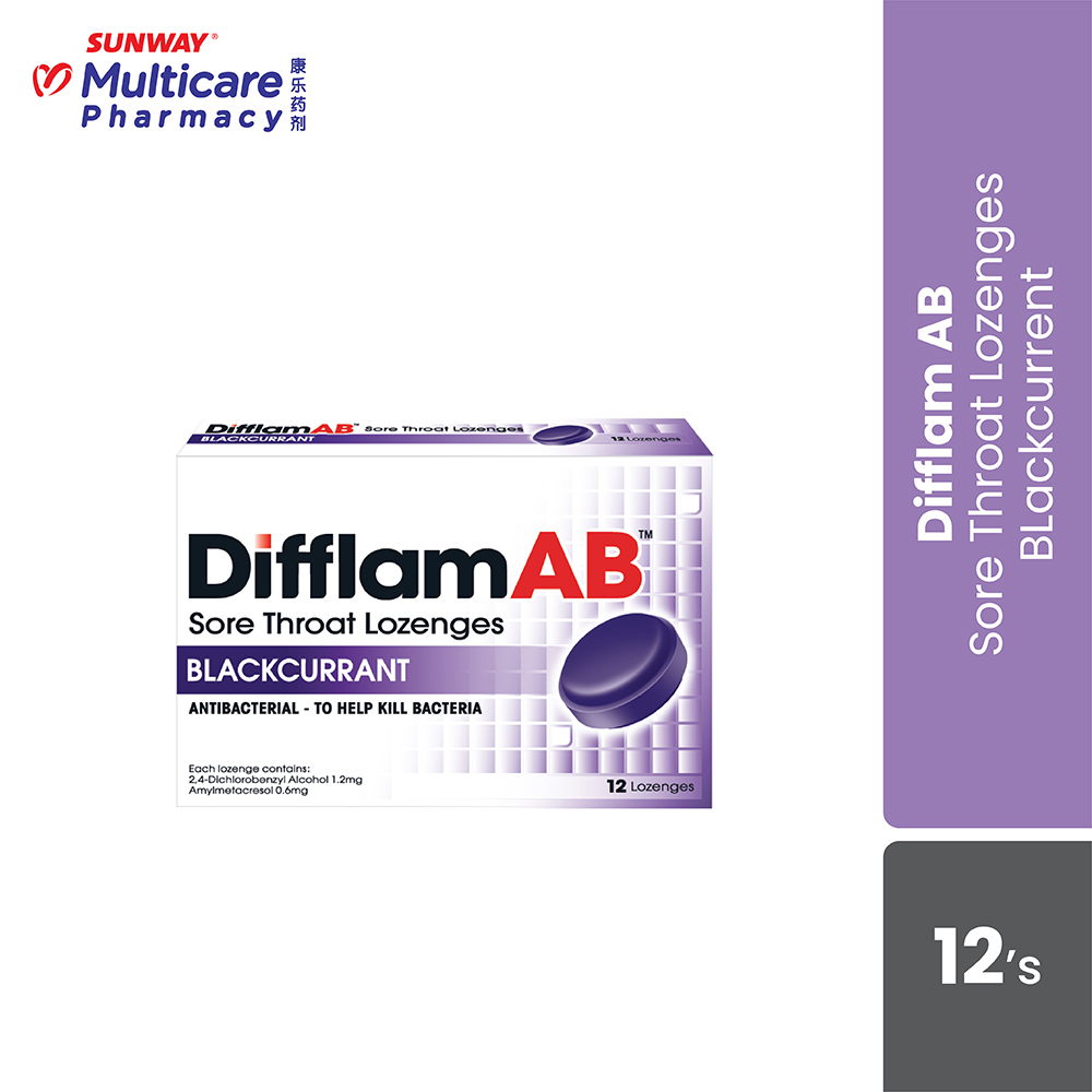 Difflam Ab Sore Throat Lozenges - Blackcurrant/Lemon/Orange (12's ...