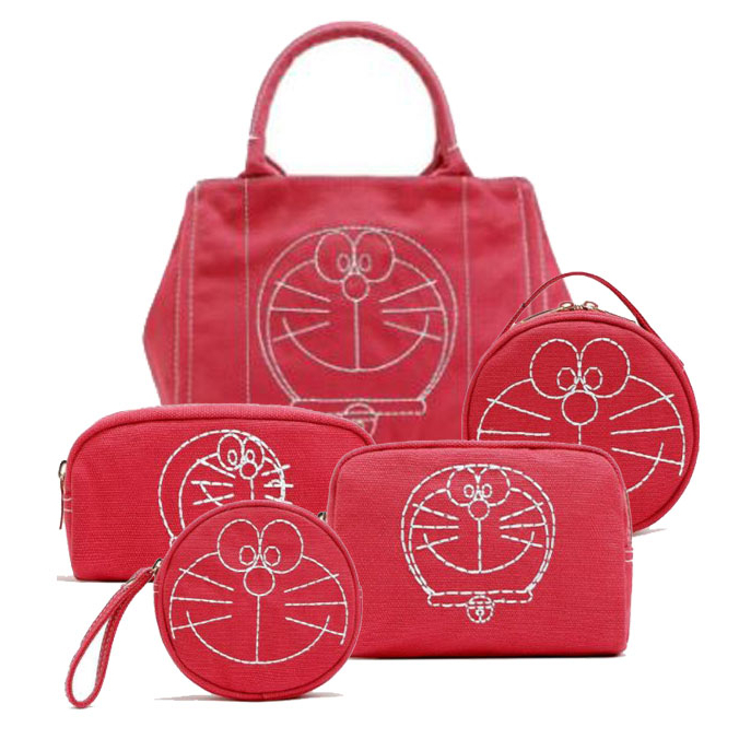 Lulugift Doraemon Canvas Fabric Zipper Set Bag 5in1 Red | Shopee Malaysia