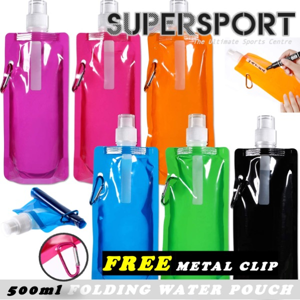 500ML Outdoor Collapsible Portable Foldable Water Pouch Bottles Sports ...