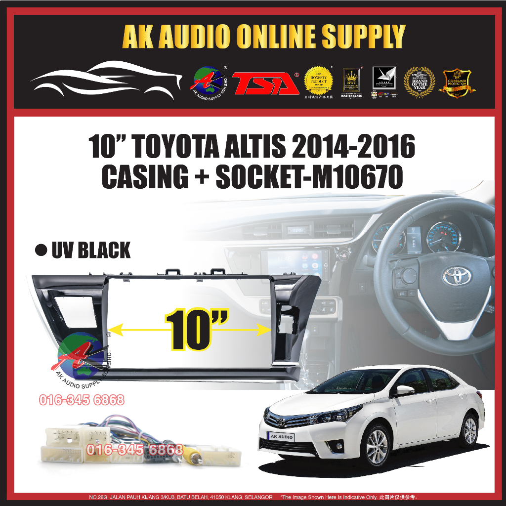 Toyota Corolla Altis 2014 - 2016 10" Inch Android Player Casing ...