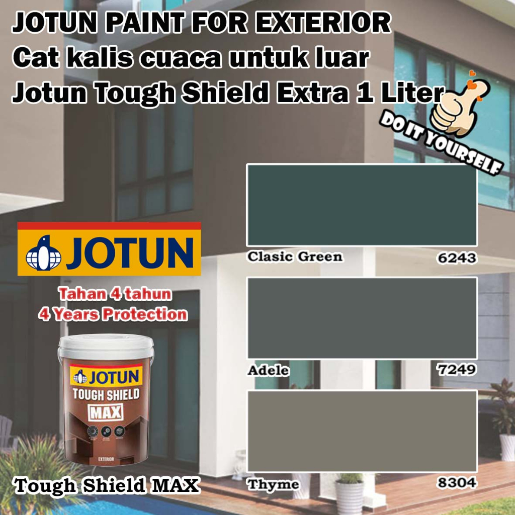 Jotun Tough Shield Exterior Paint 1 Liter Classic Green 6243 / Adele ...