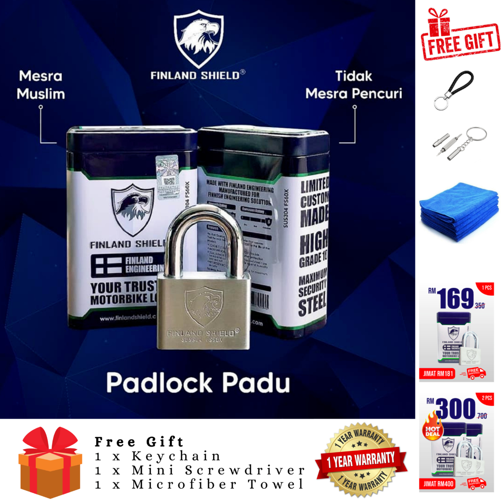 [READY STOCK] Finland Shield Padlock / Padlock Motor [3X FREE GIFT] 100 ...