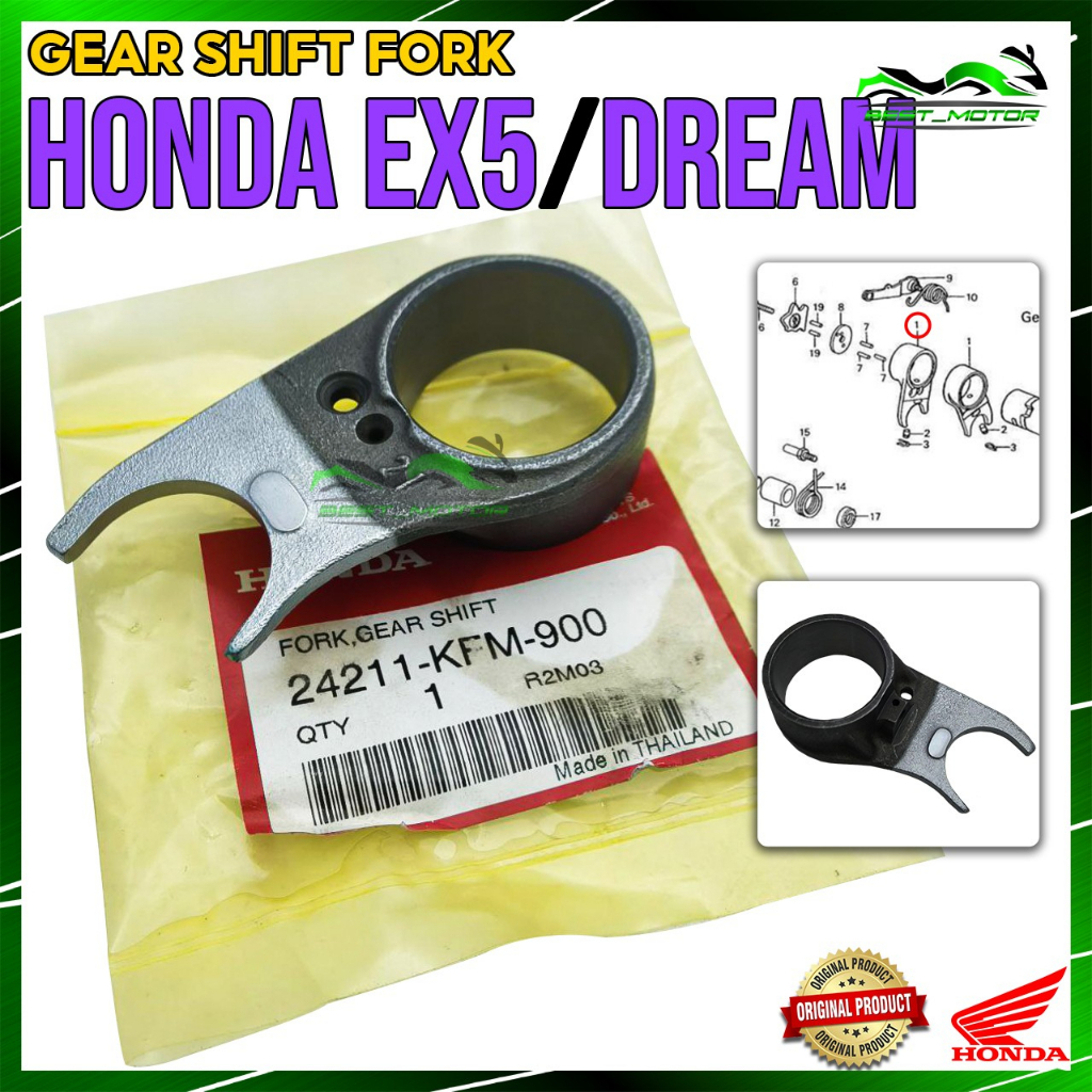 100% ORIGINAL HONDA EX5 DREAM / WAVE100 FORK GEAR SHIFT 24211-KFM-900 SHAFT DRUM ARM KETAM WAVE ...