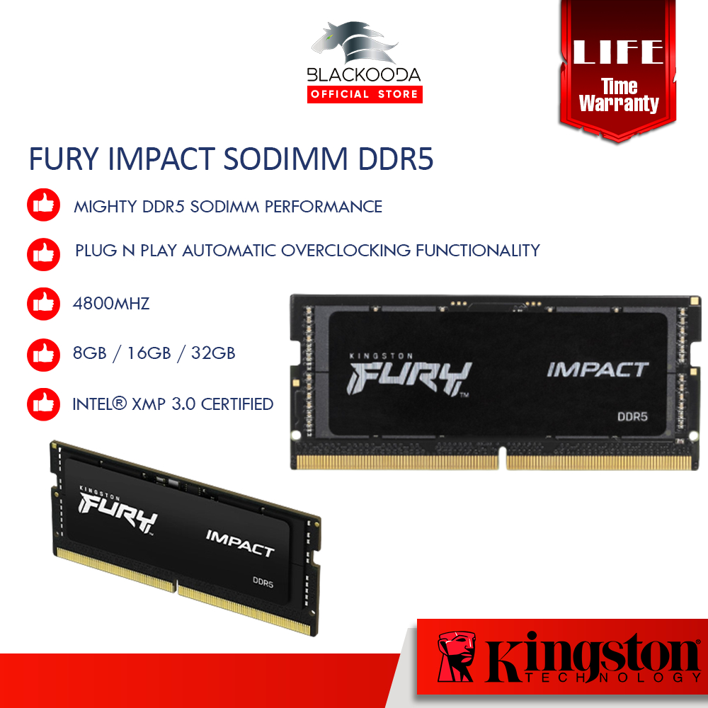 Kingston Fury Impact DDR5 Memory 4800MHz CL38 Notebook Gaming SODIMM RAM (8GB/16GB/32GB ...